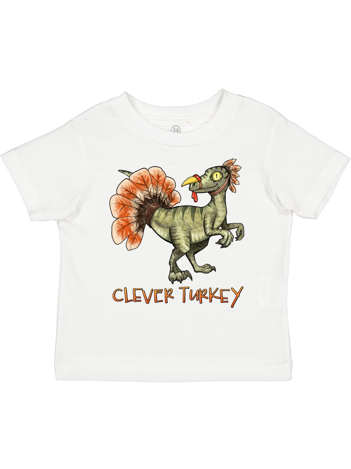 Inktastic Clever Turkey Thanksgiving Dinosaur Boys or Girls Toddler T ...