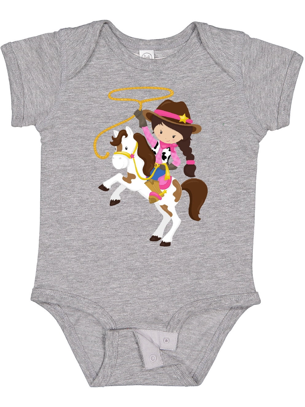 Inktastic Cowgirl, Sheriff, Horse, Lasso, Brown Hair Girls Baby ...