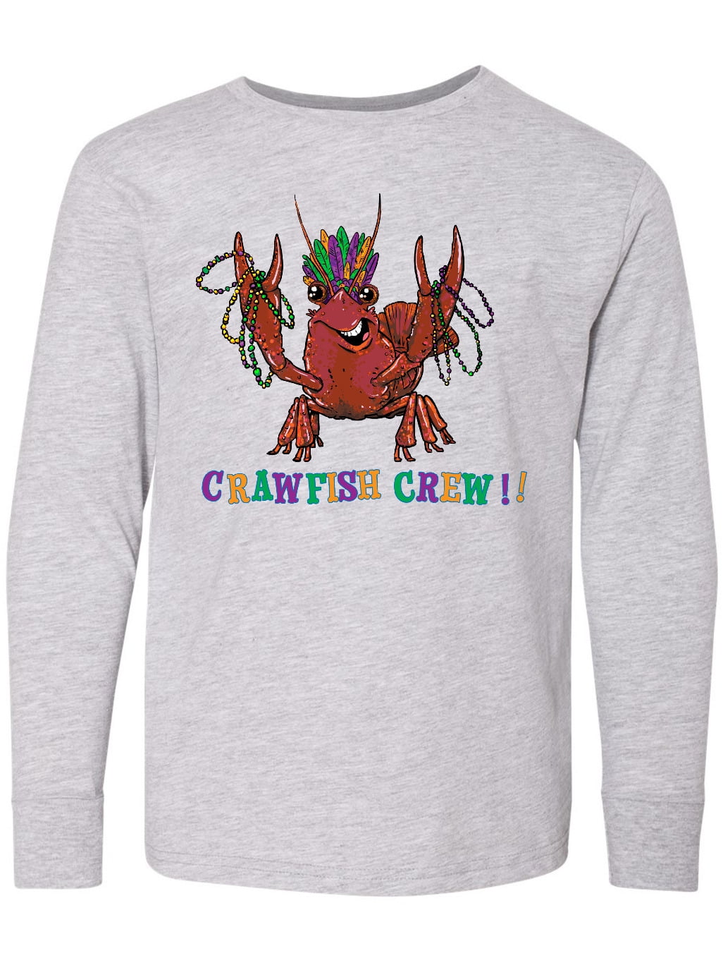 Inktastic Crawfish Crew Mardi Gras Crayfish with Beads Long Sleeve ...