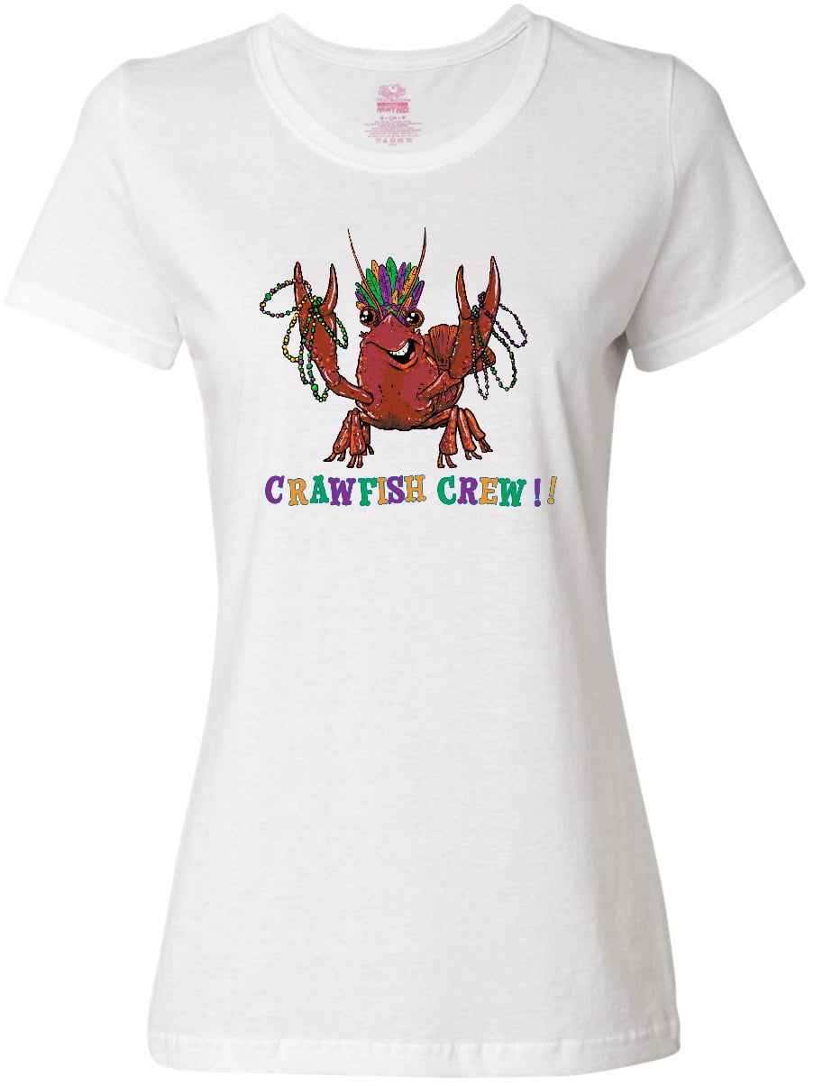Inktastic Crawfish Crew Mardi Gras Crayfish with Beads Women's T-Shirt ...