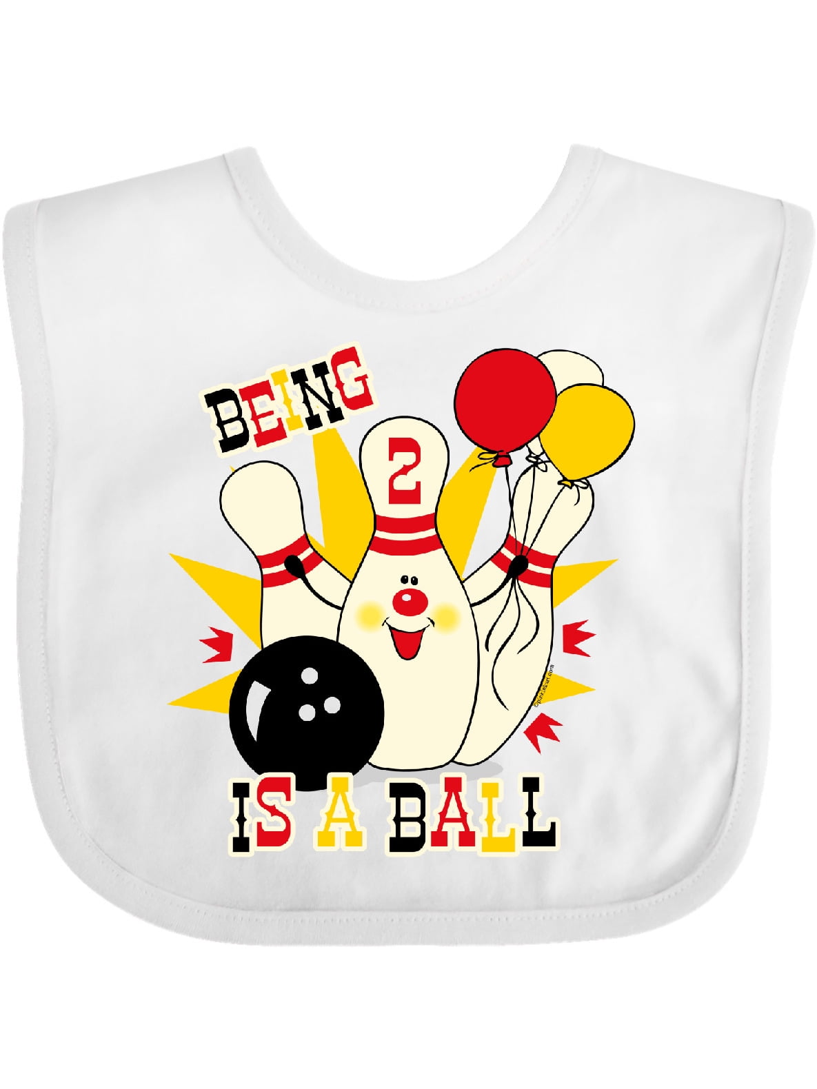 Inktastic Cute Bowling Pin 2nd Birthday Boys or Girls Baby Bib ...