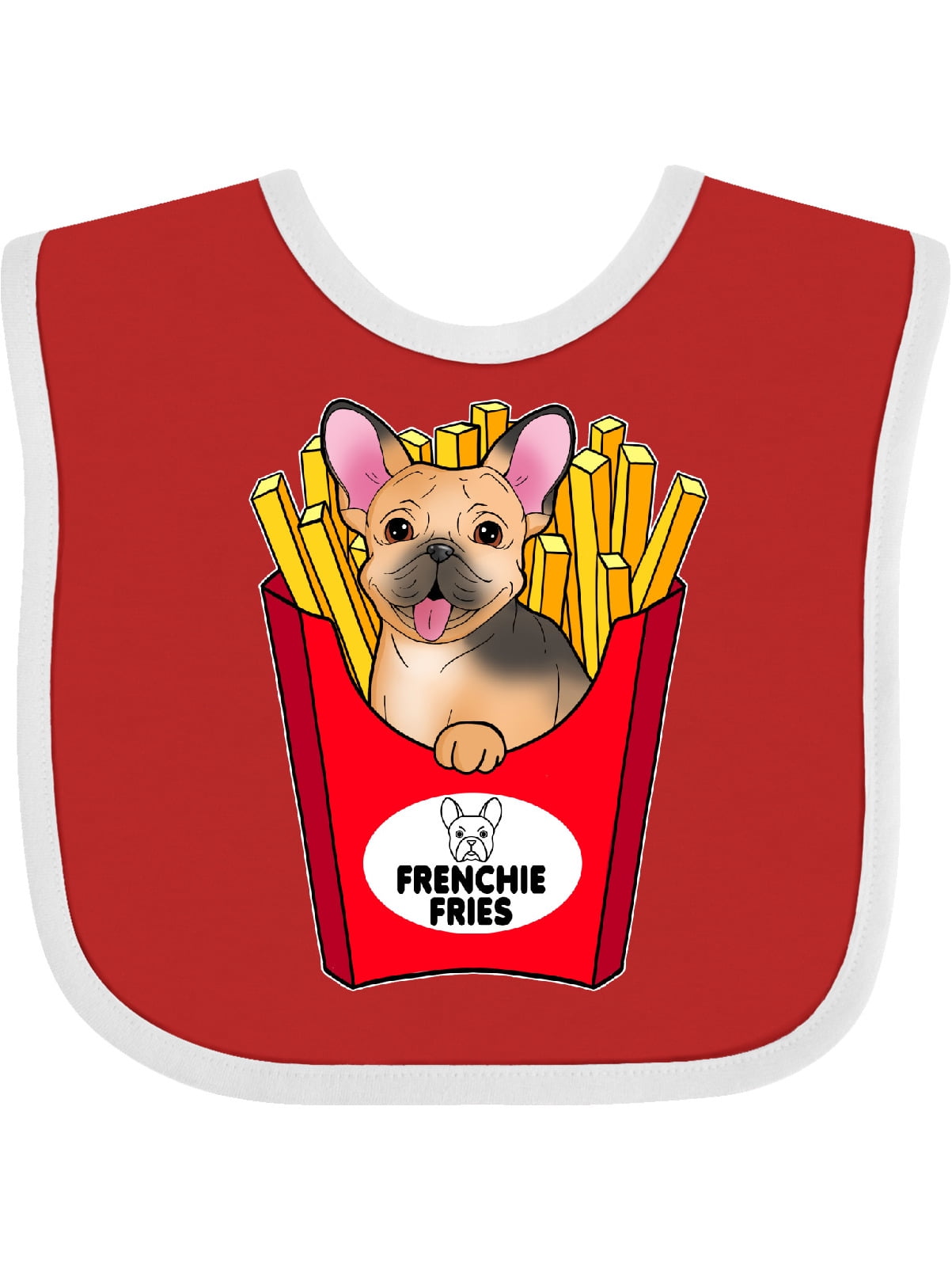 Inktastic Cute Frenchie in French Fries Boys or Girls Baby Bib ...