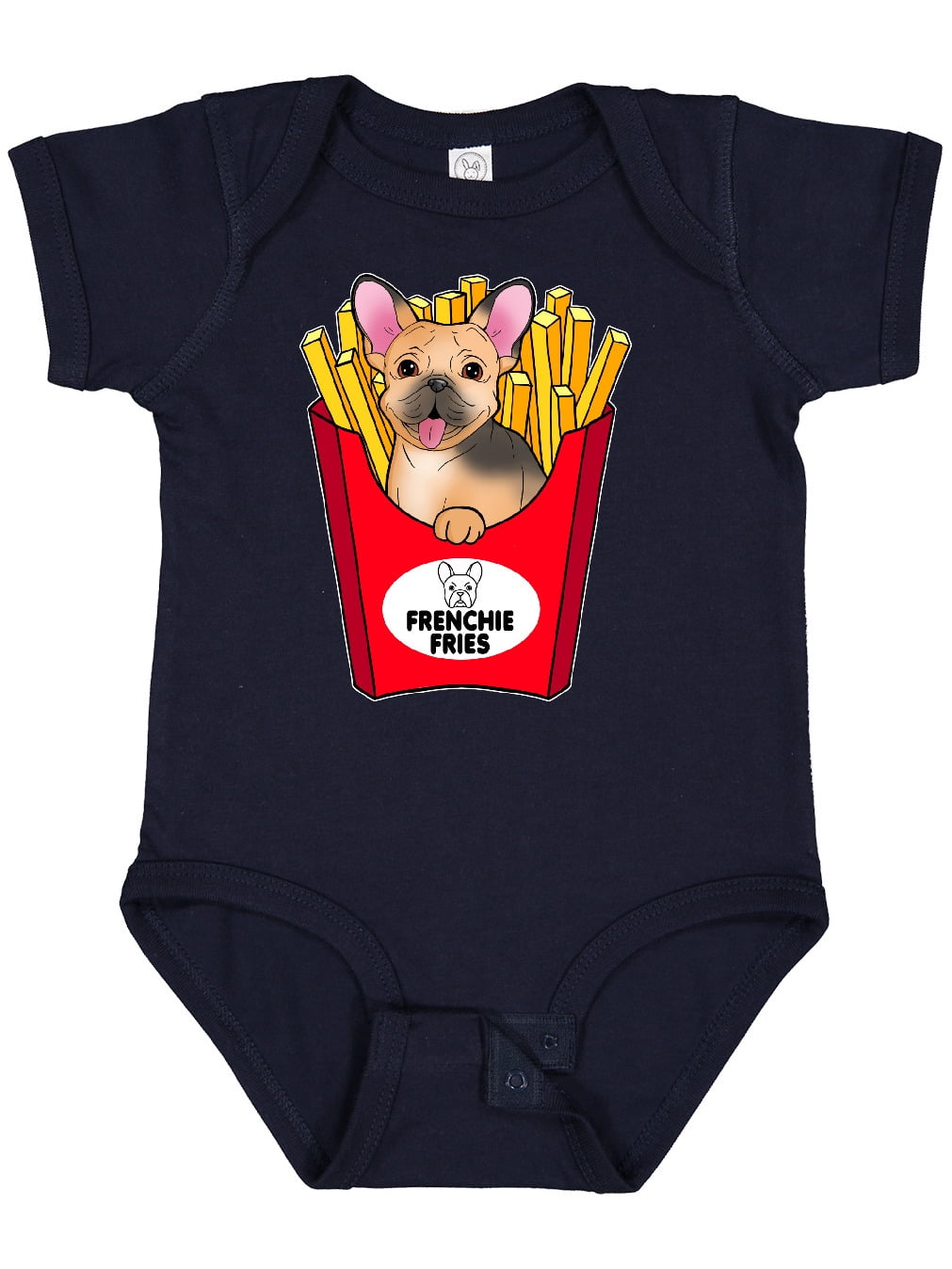 Inktastic Cute Frenchie in French Fries Boys or Girls Baby Bodysuit ...