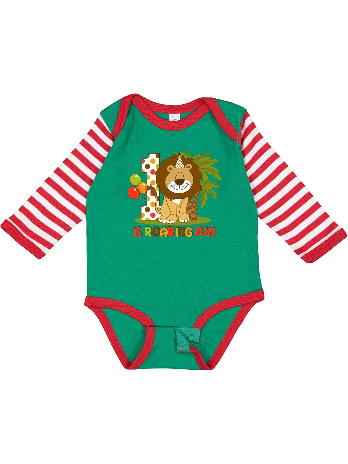 Inktastic Cute Lion 1st Birthday Boys Long Sleeve Baby Bodysuit ...