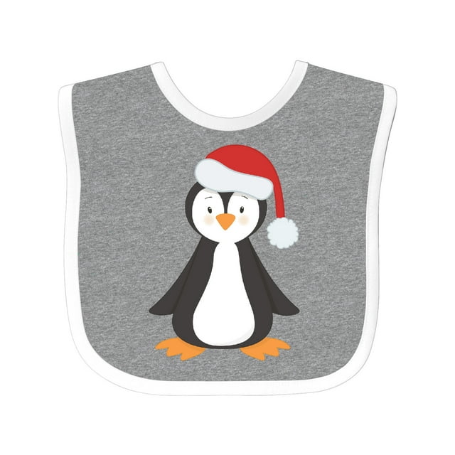 Inktastic Cute Penguin, Baby Penguin, Penguin with Santa Hat Gift Baby Boy or Baby Girl Bib ...