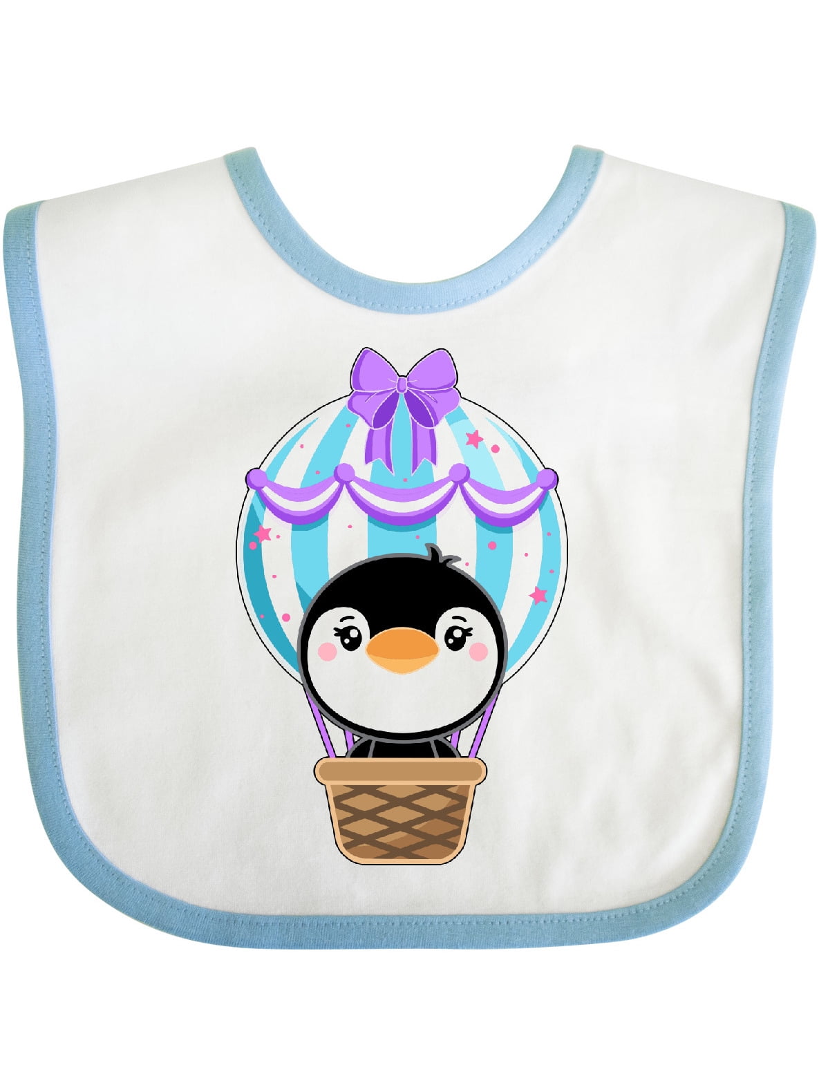 Inktastic Cute Penguin in a Hot Air Balloon Boys or Girls Baby Bib ...