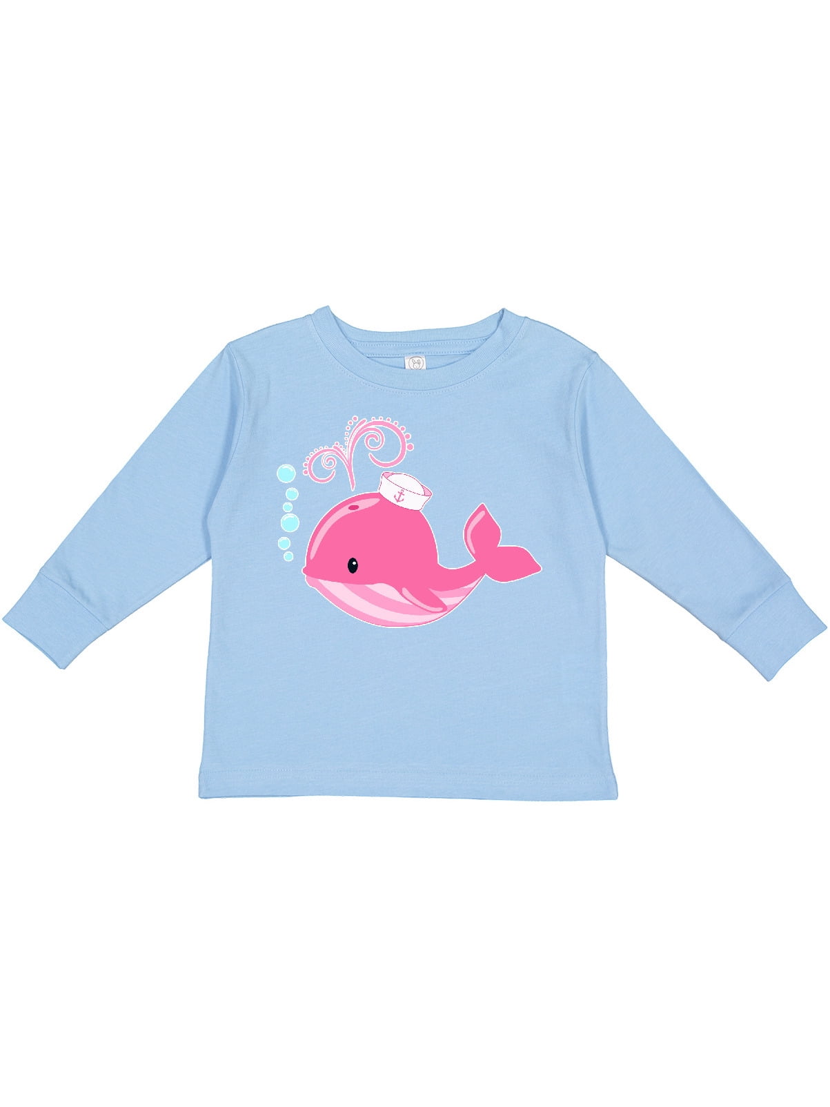Inktastic Cute Pink Whale in Nautical Hat Boys or Girls Long Sleeve ...