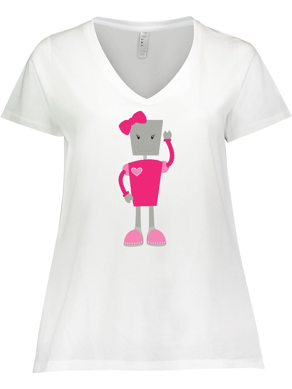 Inktastic Cute Robot, Girl Robot, Pink Robot With Ribbon Women's Plus ...