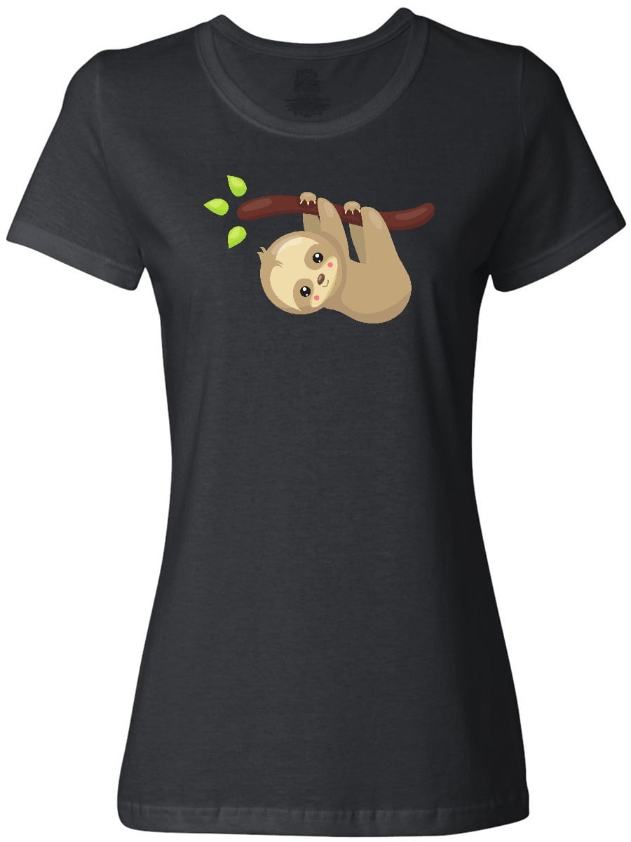 Inktastic Cute Sloth Hanging From Tree Branch, Lazy Sloth Women's T ...