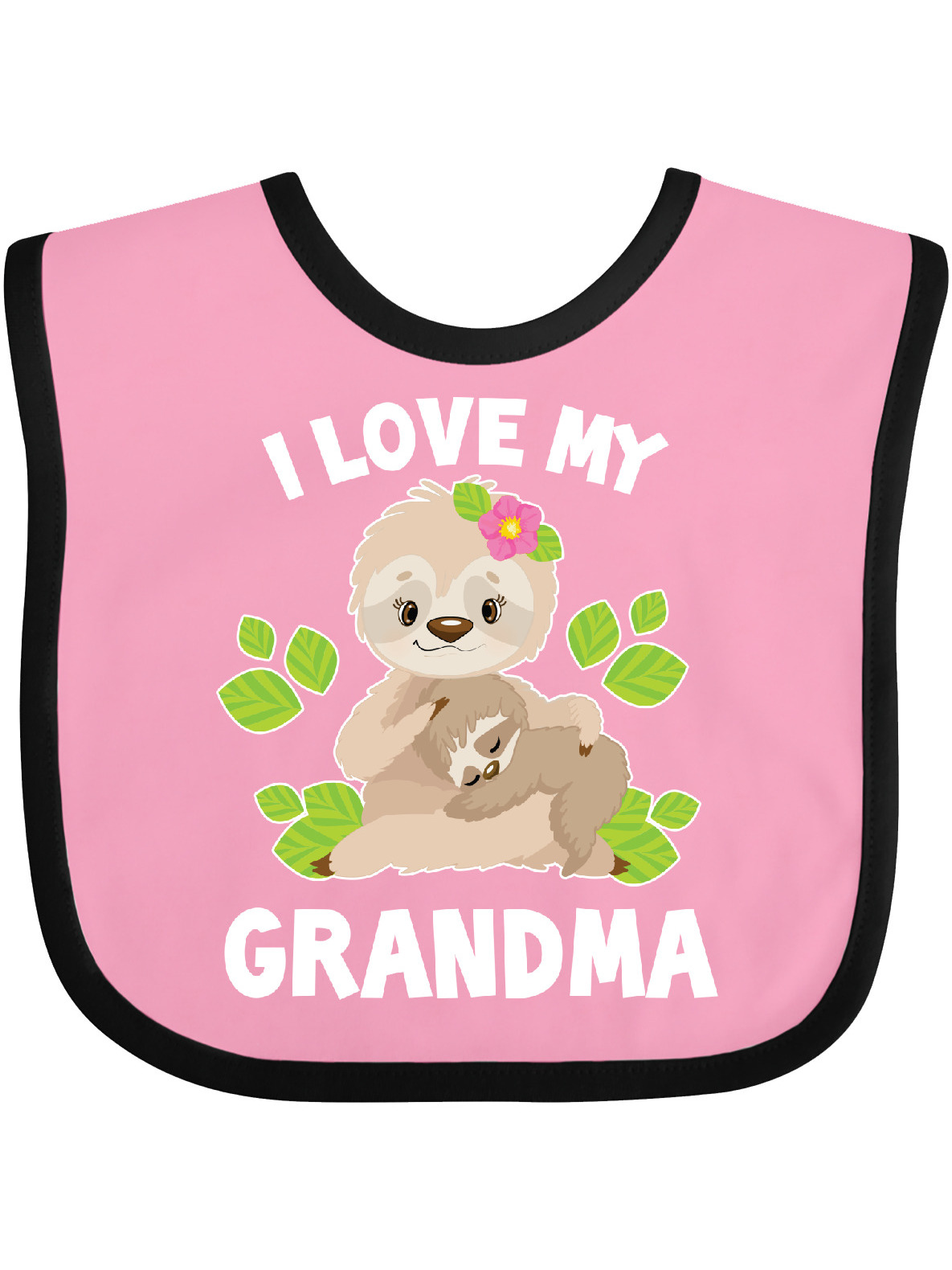 Inktastic Cute Sloth I Love My Grandma with Leaves Boys or Girls Baby Bib - Walmart.com
