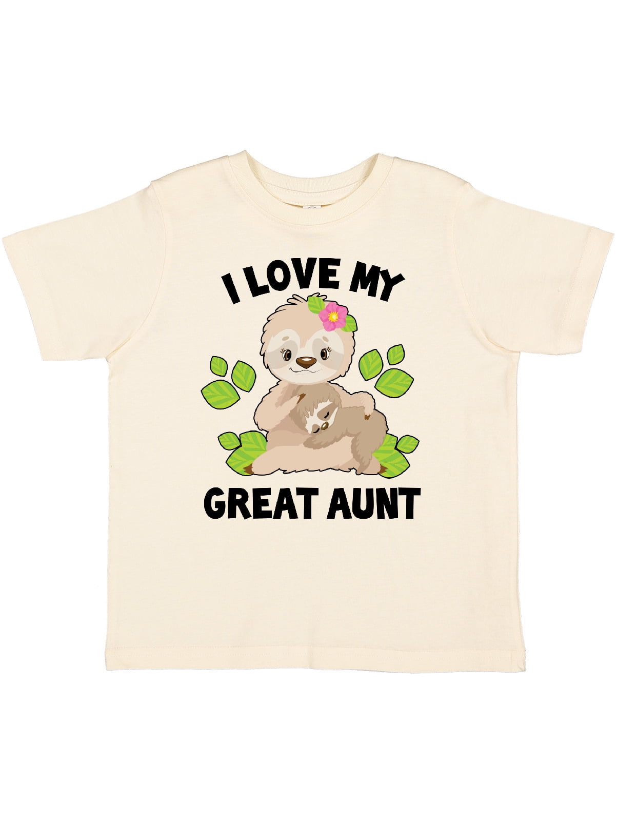 Inktastic Cute Sloth I Love My Great Aunt with Green Leaves Boys or Girls Toddler T-Shirt ...