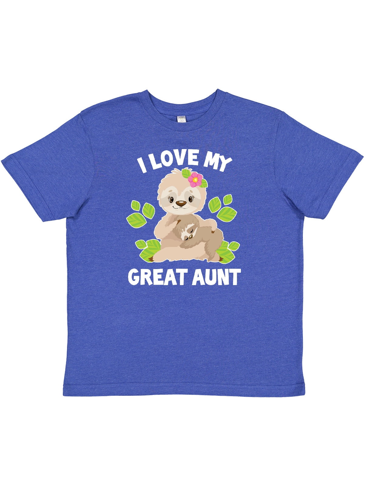Inktastic Cute Sloth I Love My Great Aunt with Green Leaves Youth T-Shirt - Walmart.com