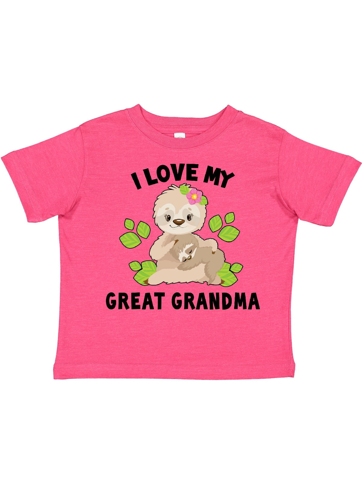 Inktastic Cute Sloth I Love My Great Grandma with Green Leaves Boys or Girls Toddler T-Shirt ...