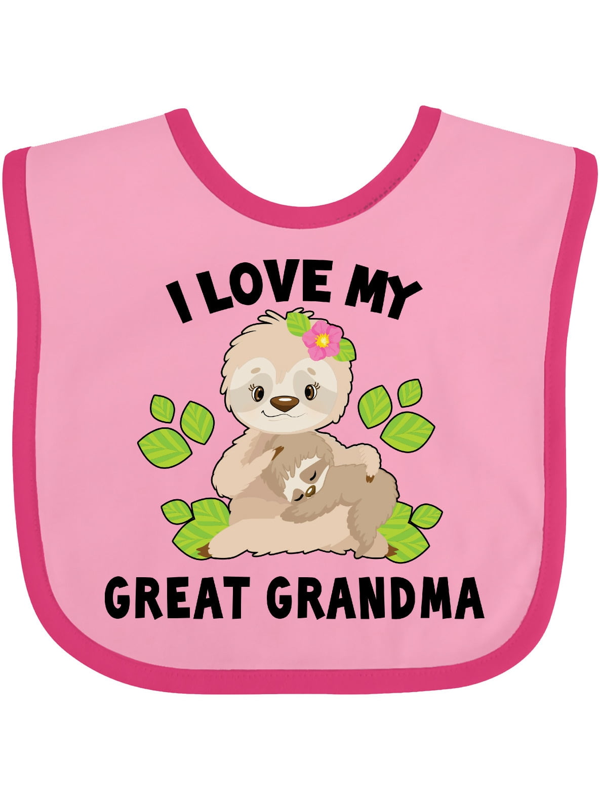 Inktastic Cute Sloth I Love My Great Grandma with Green Leaves Gift Baby Boy or Baby Girl Bib ...