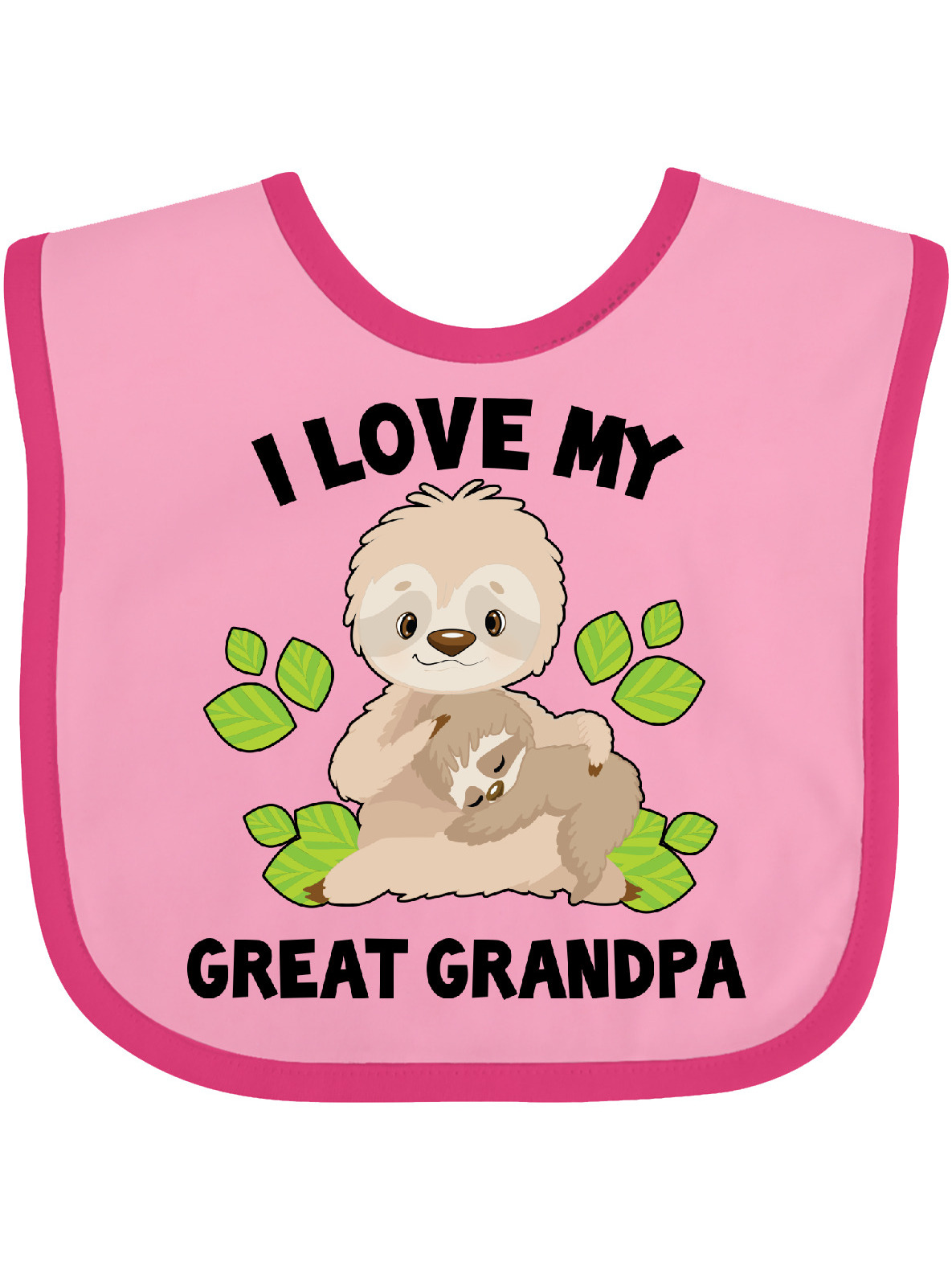 Inktastic Cute Sloth I Love My Great Grandpa with Green Leaves Boys or Girls Baby Bib - Walmart.com