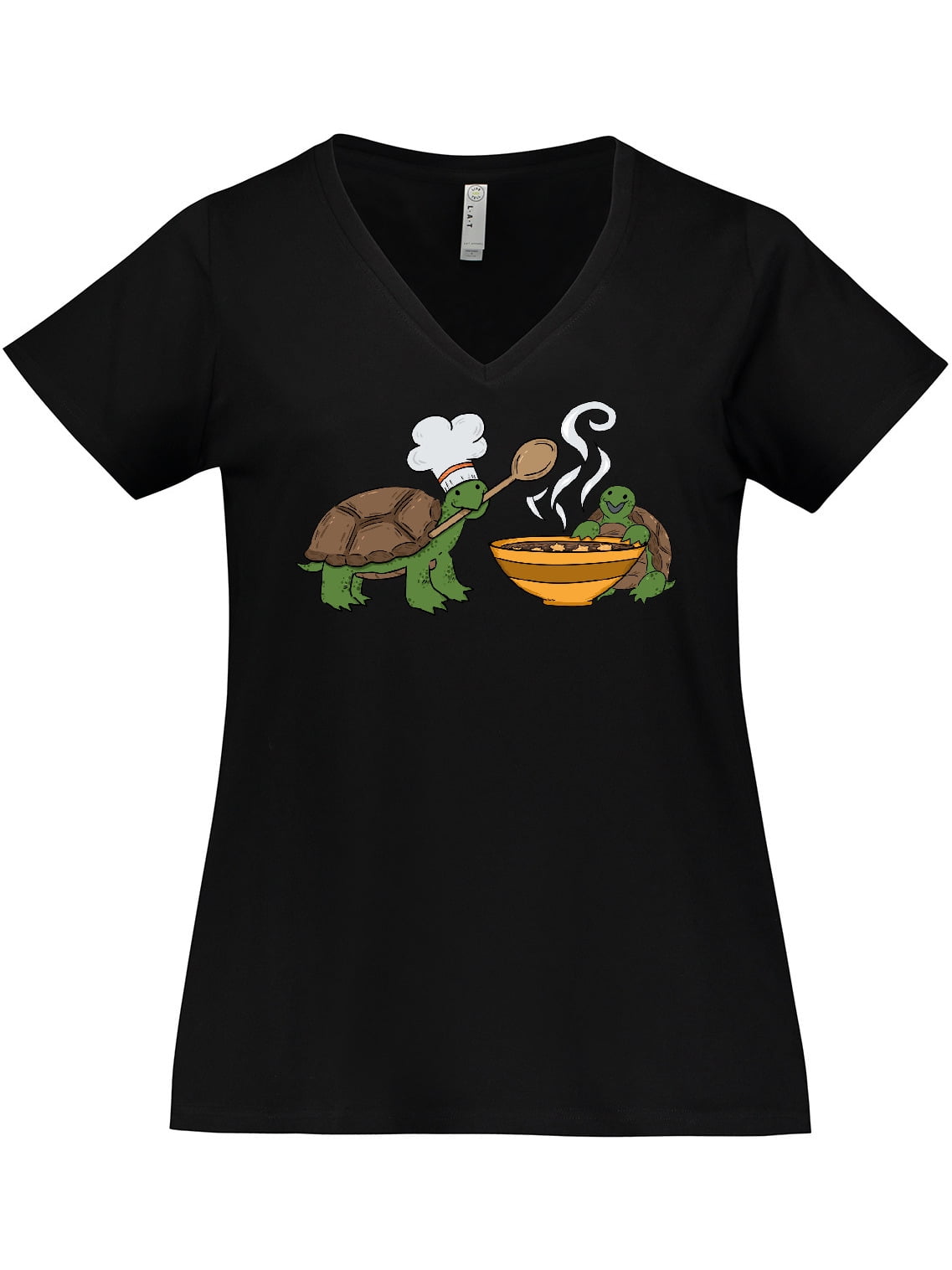 Inktastic Cute Turtle Chefs Making Soup Women's Plus Size V-Neck T ...