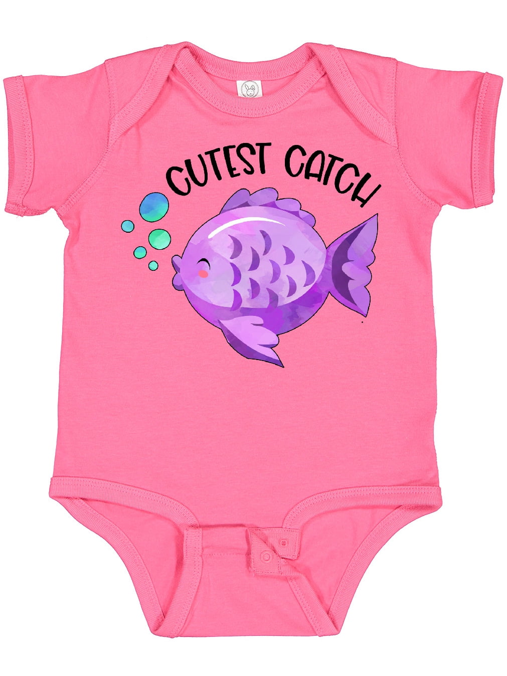 Inktastic Cutest Catch Cute Purple Fish Boys or Girls Baby Bodysuit ...