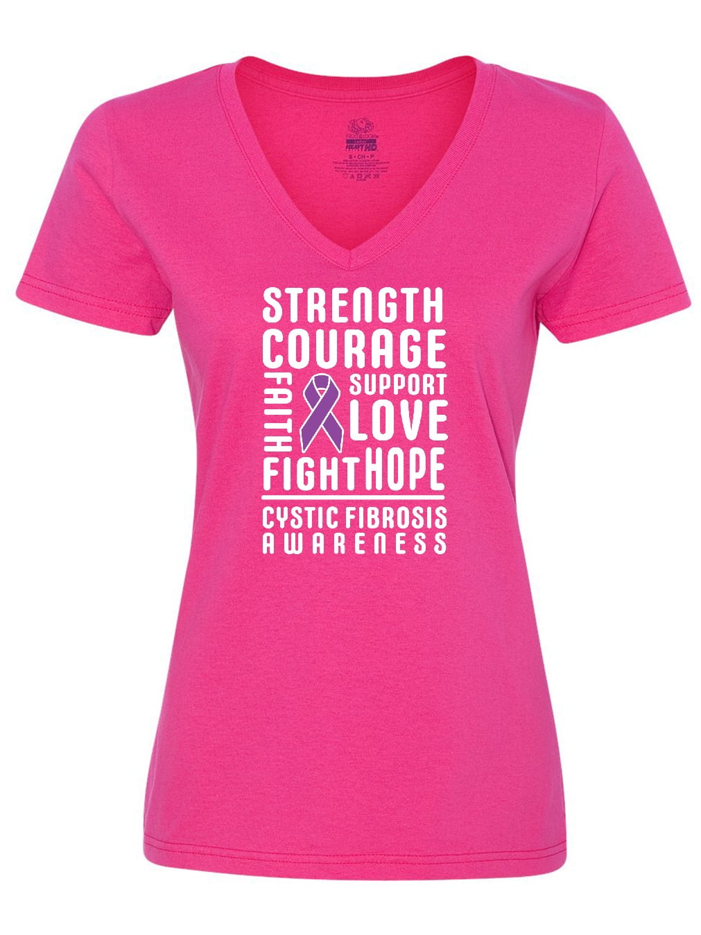 Inktastic Cystic Fibrosis Awareness Strength Courage Support Women's V-Neck T-Shirt - Walmart.com