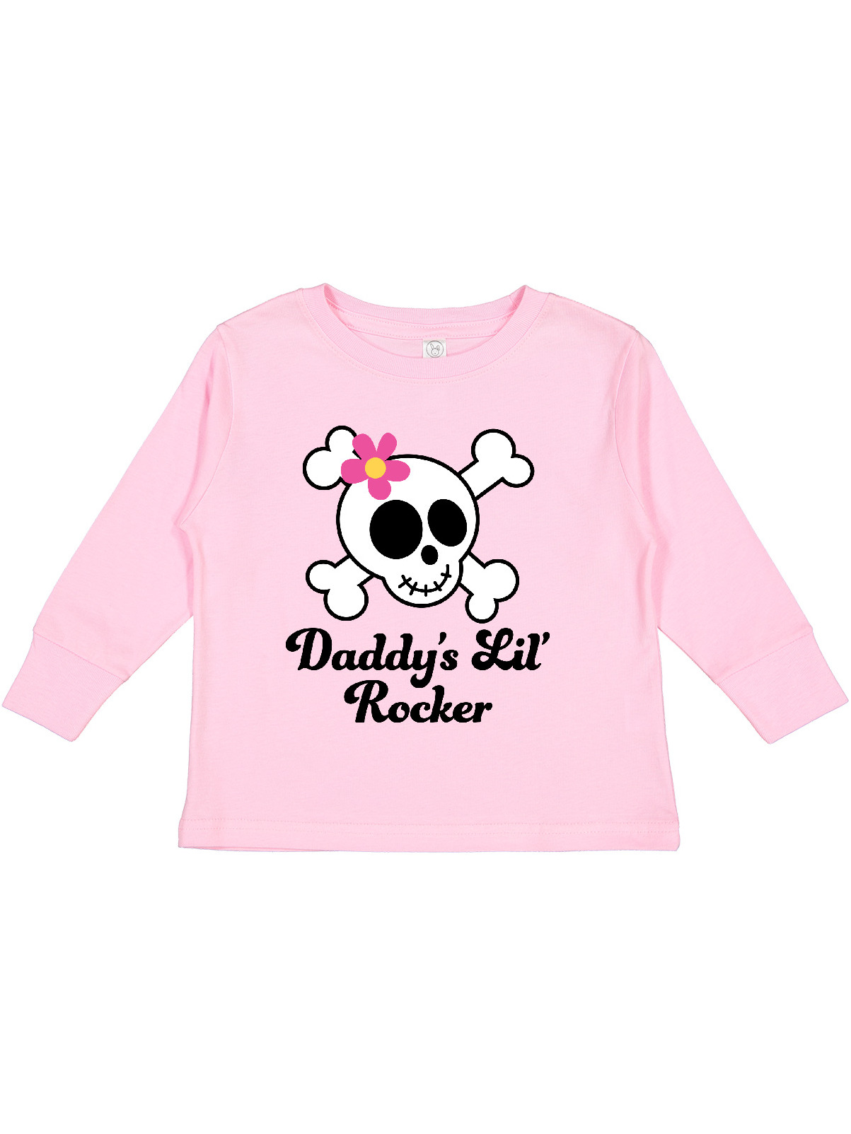 Inktastic Daddy's Little Rocker Skull Girls Long Sleeve Toddler T-Shirt ...