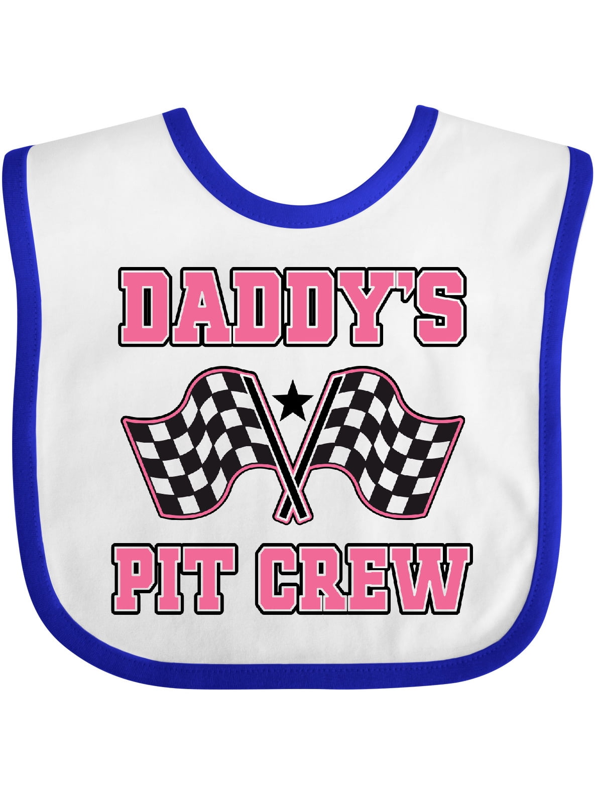 Inktastic Daddy's Pit Crew Design with Checkered Flags Girls Baby Bib ...