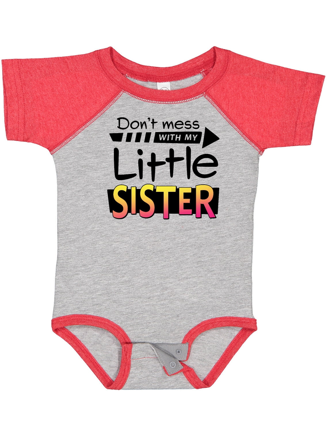 Inktastic Don't Mess with My Little Sister Boys or Girls Baby Bodysuit ...