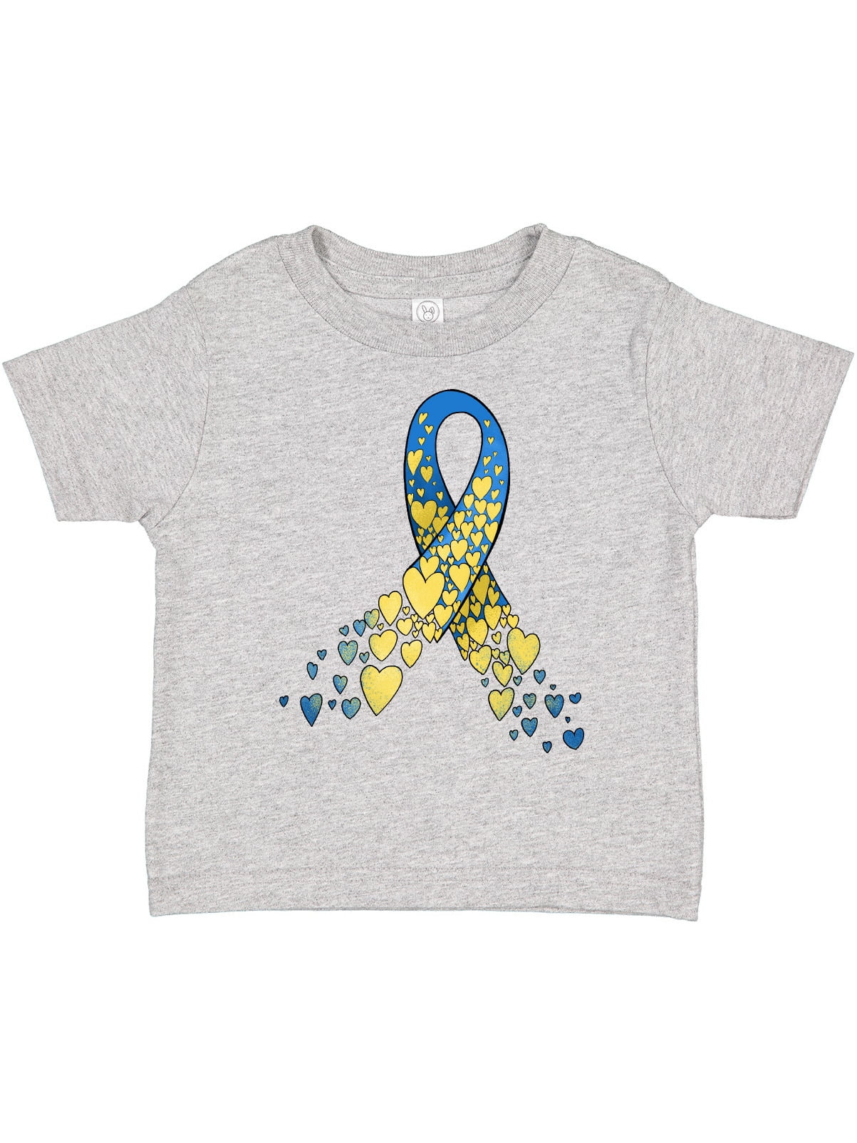Inktastic Down Syndrome Awareness Blue and Yellow Hearts Ribbon Boys or Girls Toddler T-Shirt ...