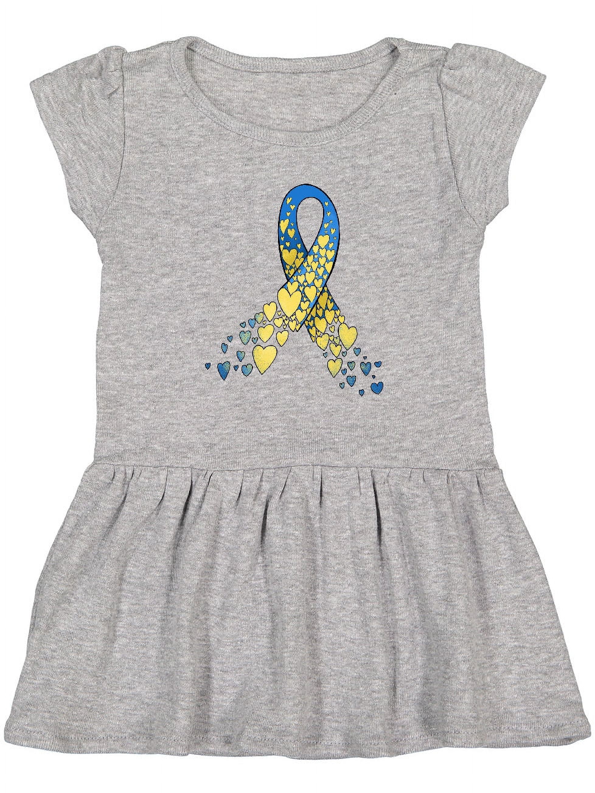 Inktastic Down Syndrome Awareness Blue and Yellow Hearts Ribbon Girls Toddler Dress - Walmart.com