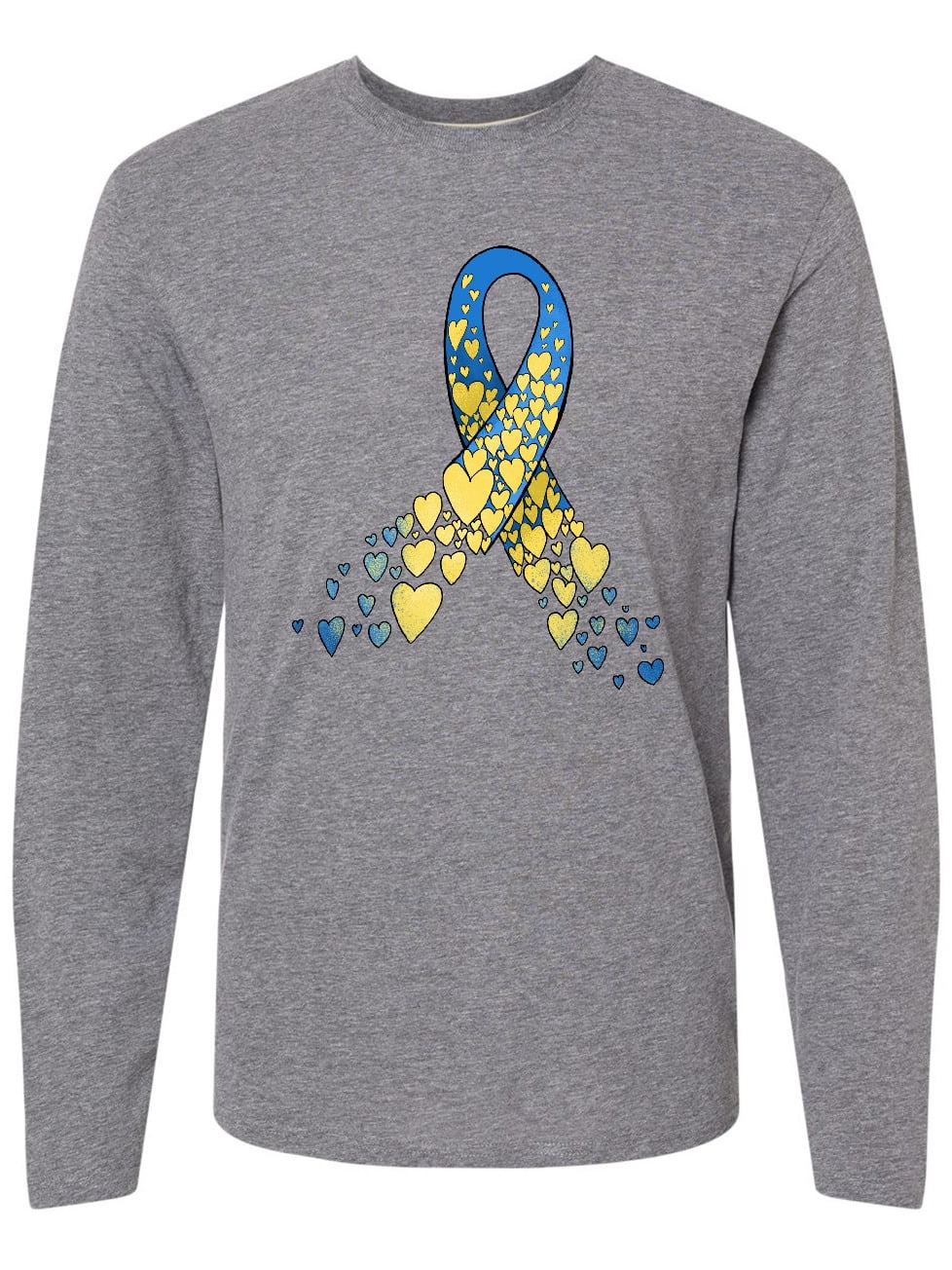 Inktastic Down Syndrome Awareness Blue and Yellow Hearts Ribbon Long Sleeve T-Shirt - Walmart.com