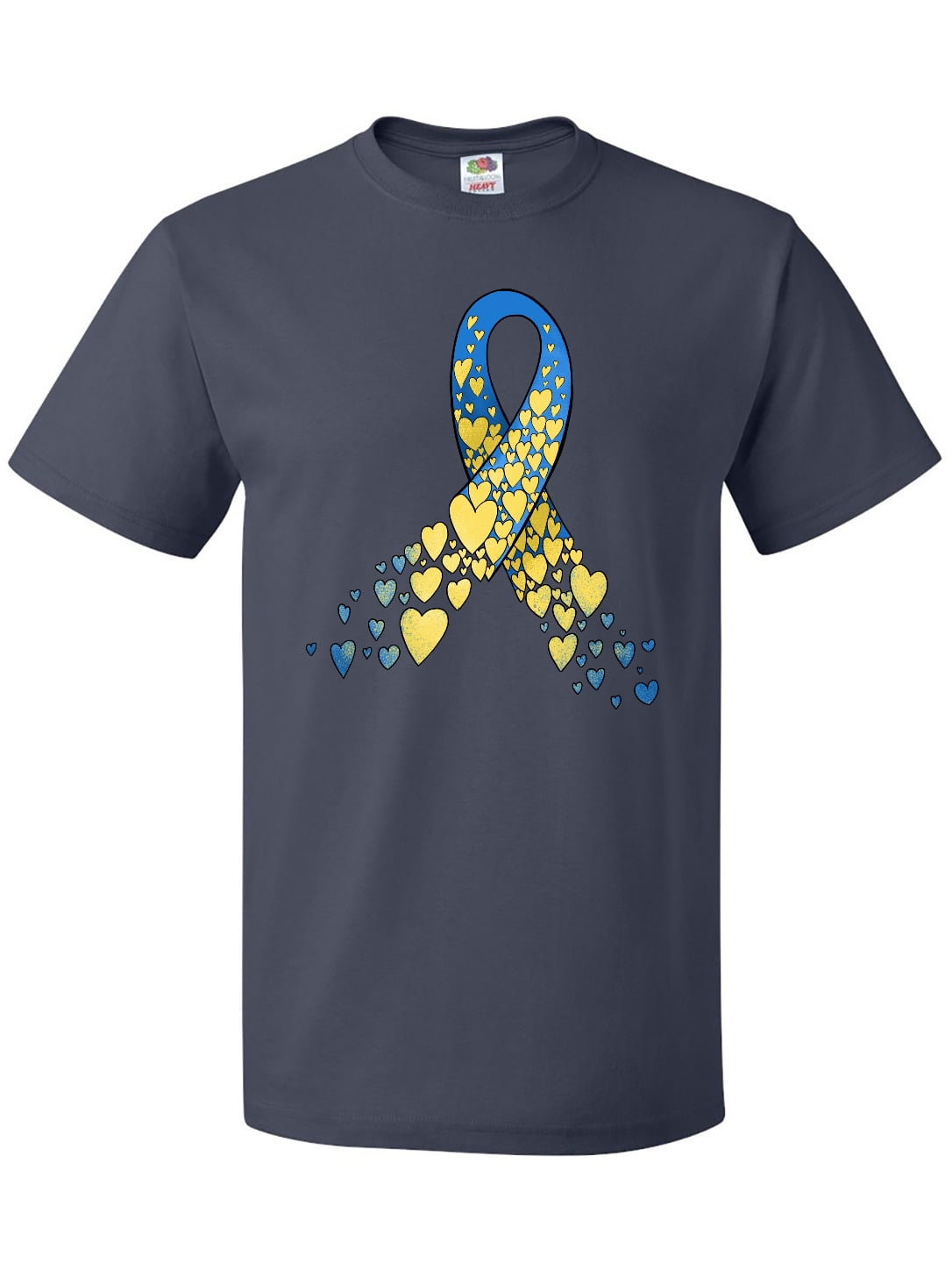 Inktastic Down Syndrome Awareness Blue and Yellow Hearts Ribbon T-Shirt - Walmart.com