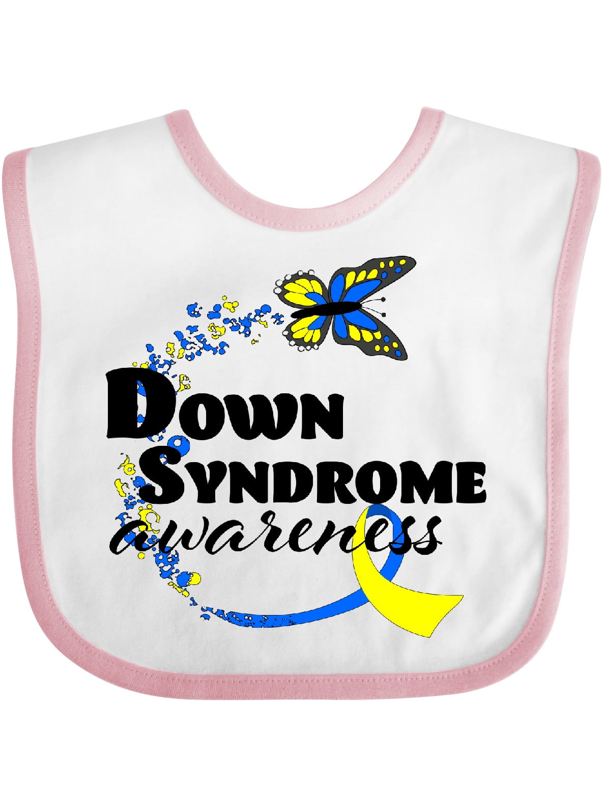 Inktastic Down Syndrome Awareness with Butterfly and Ribbon Boys or Girls Baby Bib - Walmart.com