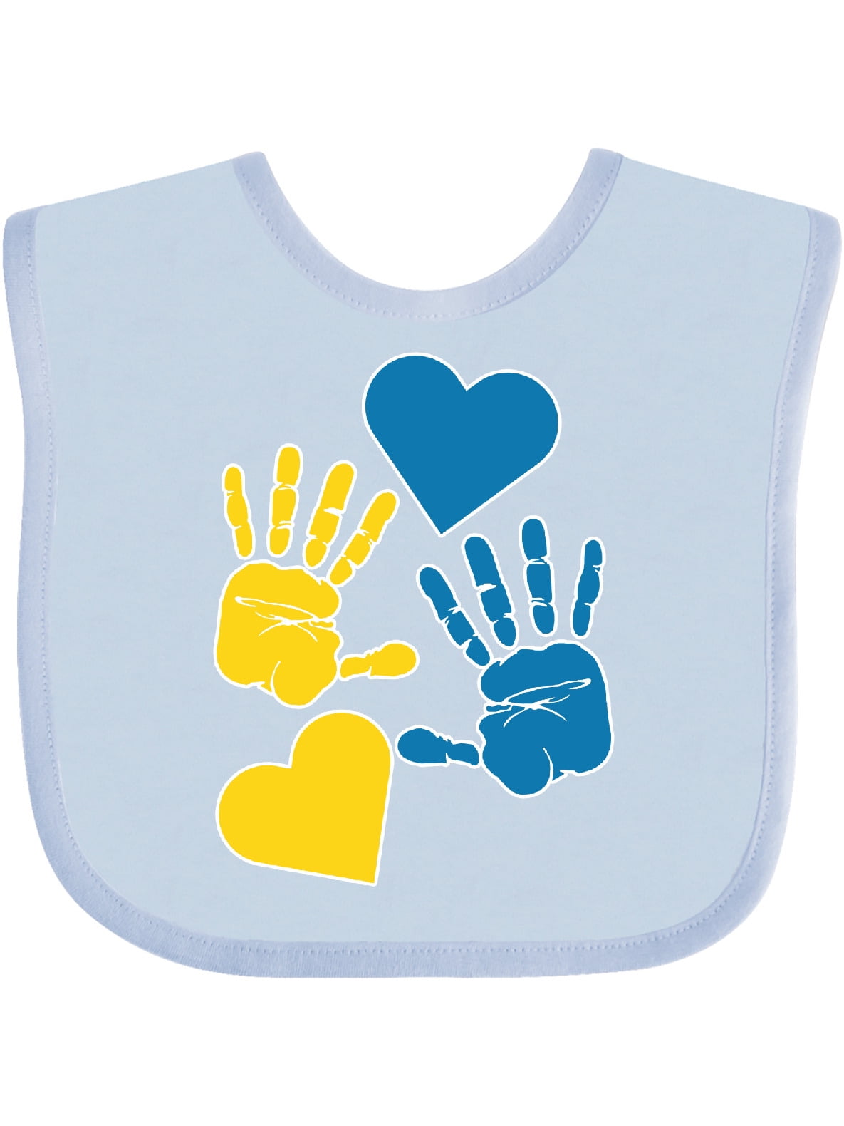 Inktastic Down Syndrome Awareness with Handprints and Hearts Blue and Yellow Boys or Girls Baby ...
