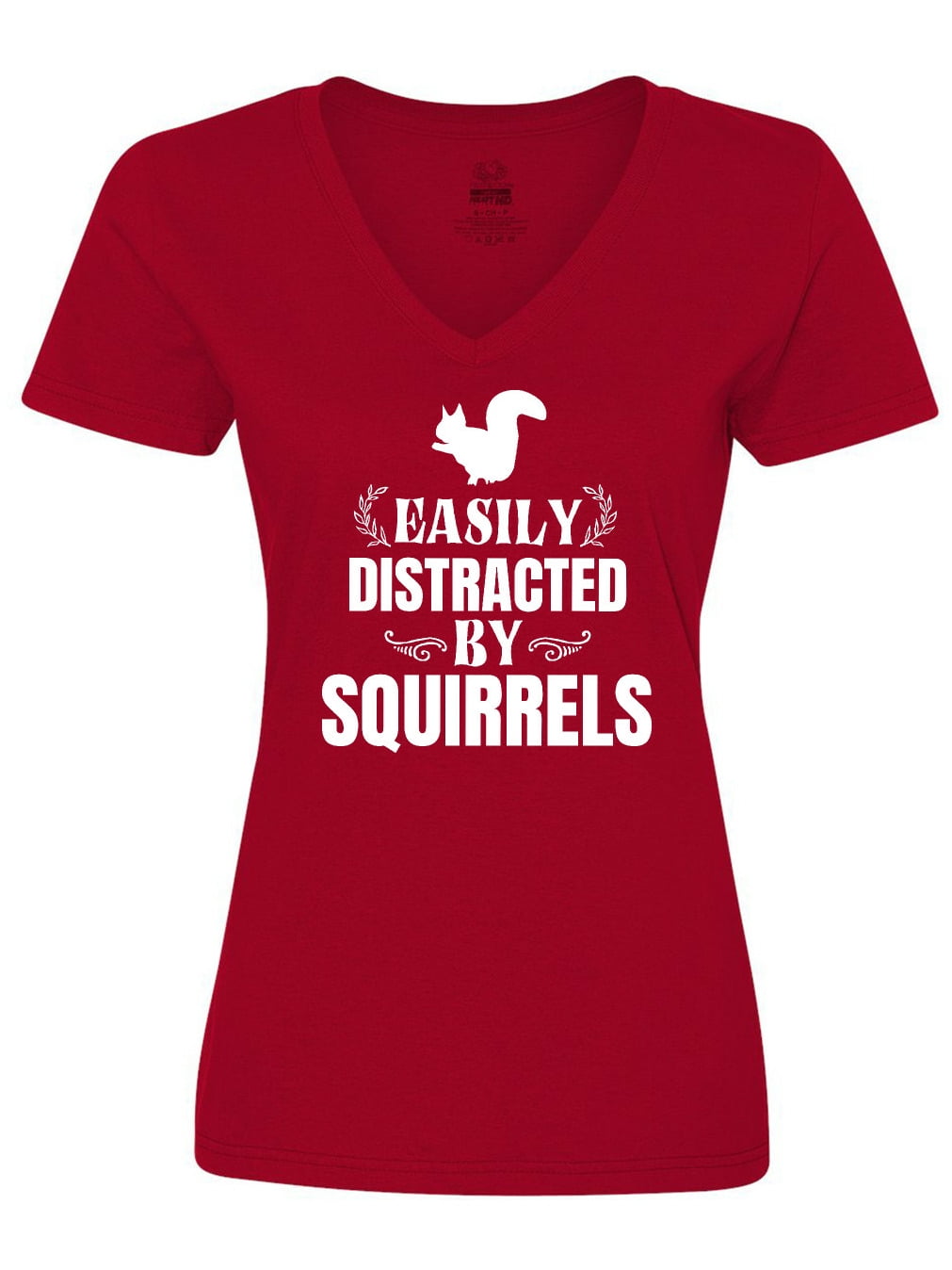 Inktastic Easily Distracted by Squirrels Women's V-Neck T-Shirt ...