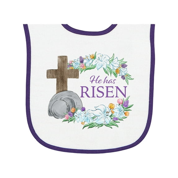 Inktastic Easter He Has Risen with Cross and Flowers Baby Terry Cloth ...