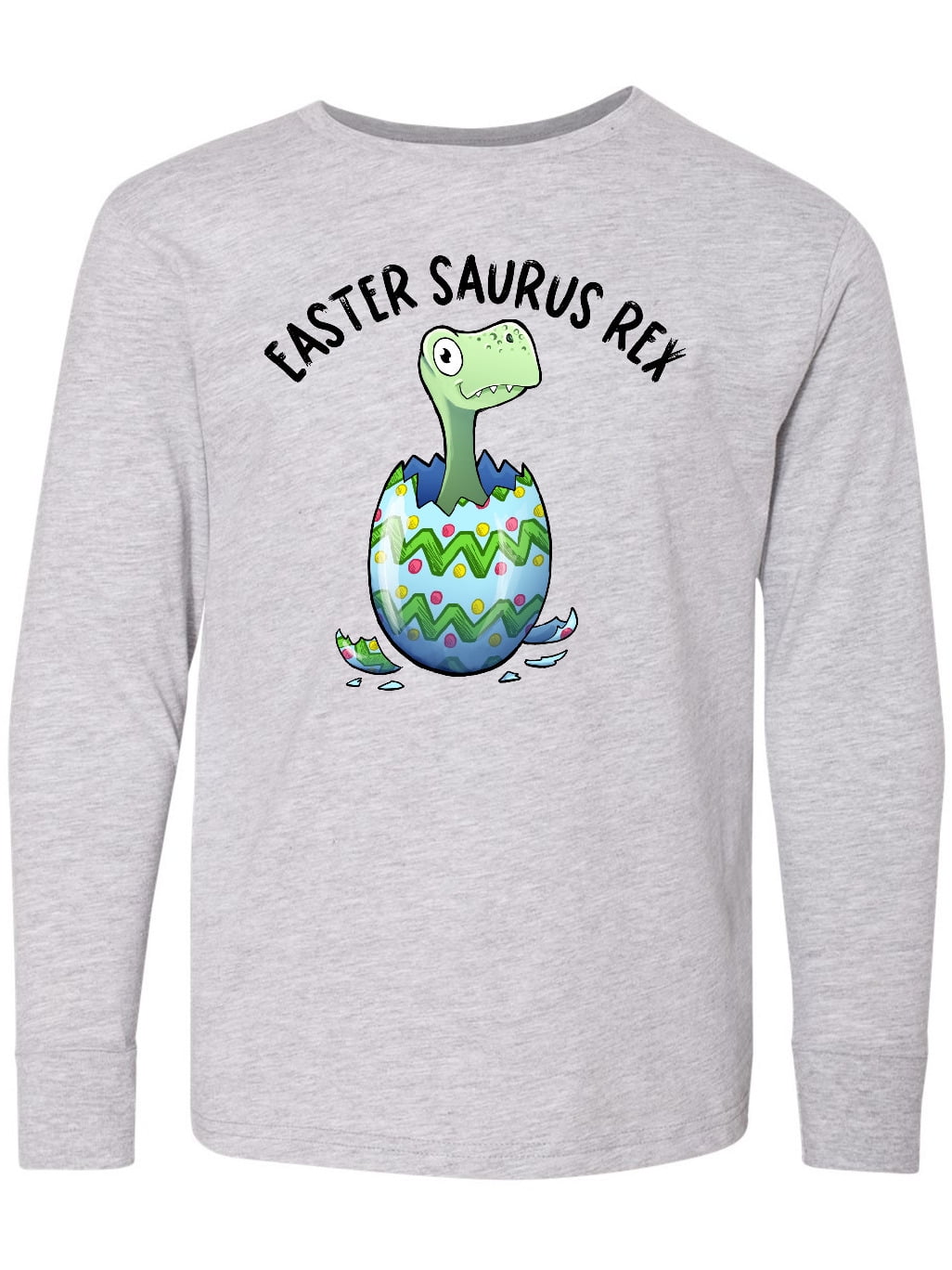 Inktastic Easter Saurus Rex DInosaur Hatching Easter Egg Long Sleeve ...