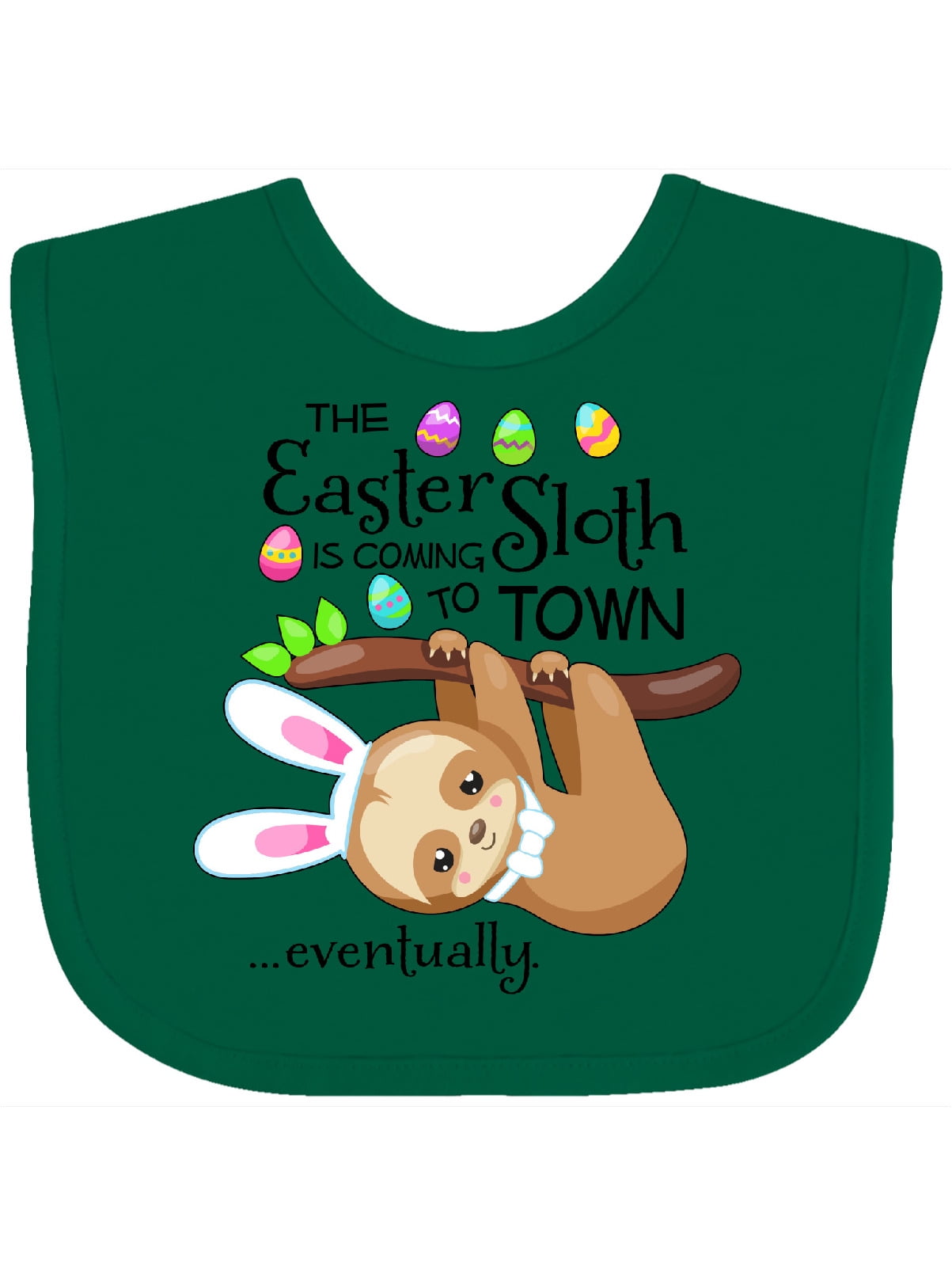 Inktastic Easter Sloth with bunny ears- funny Boys or Girls Baby Bib ...