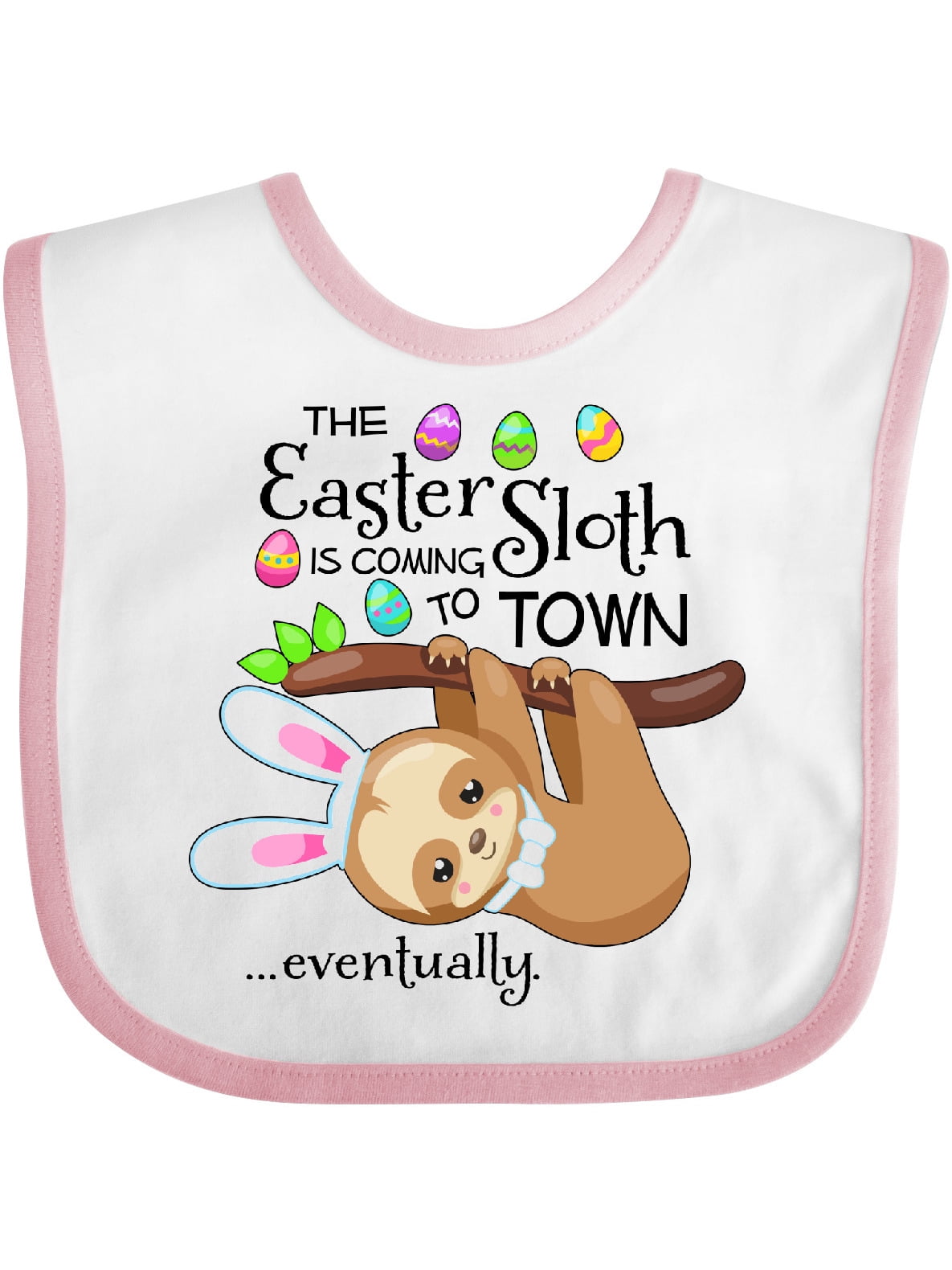 Inktastic Easter Sloth with bunny ears- funny Boys or Girls Baby Bib ...