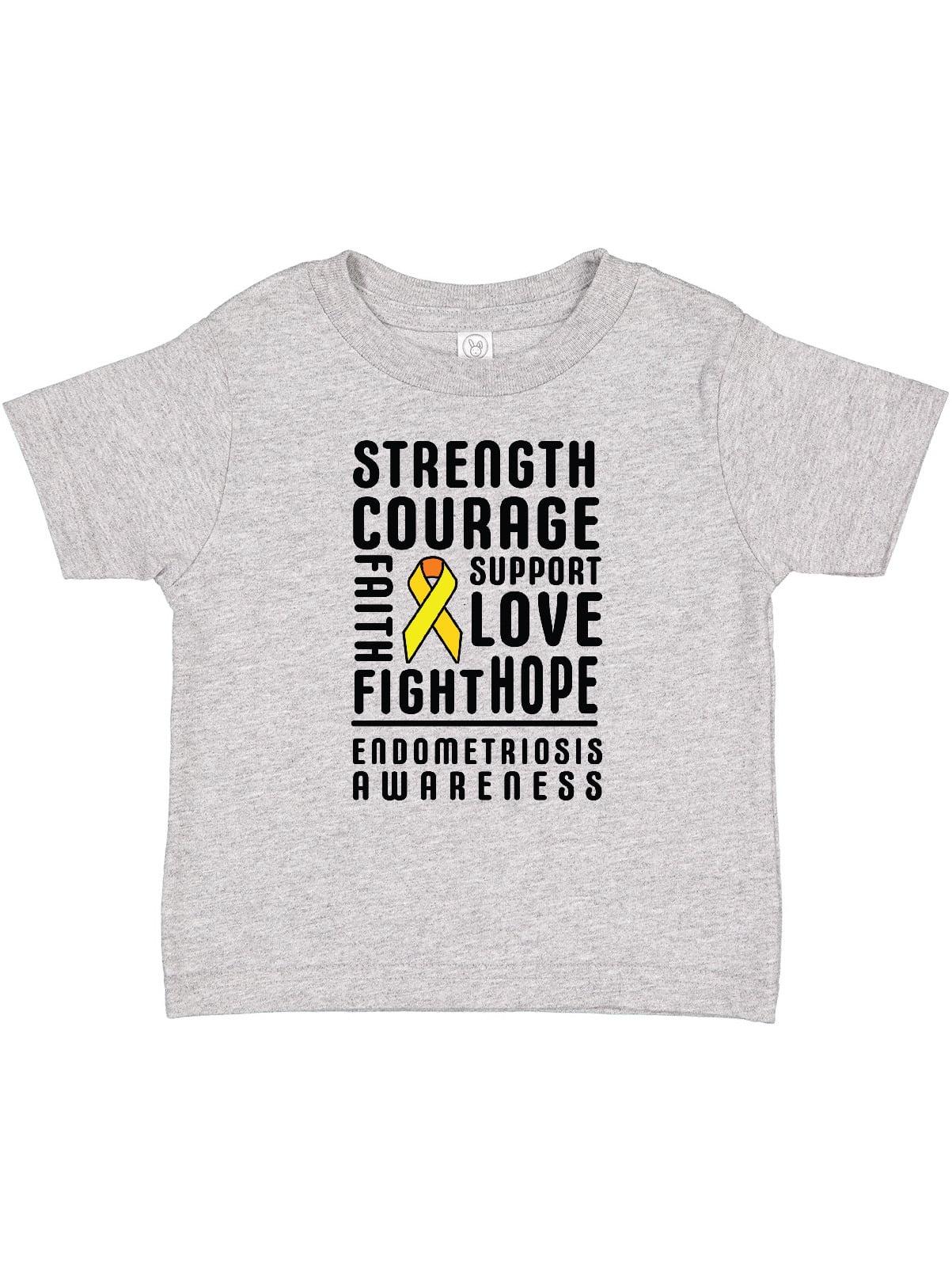 Inktastic Endometriosis Awareness Strength Courage and Support with Yellow Ribbon Boys or Girls ...