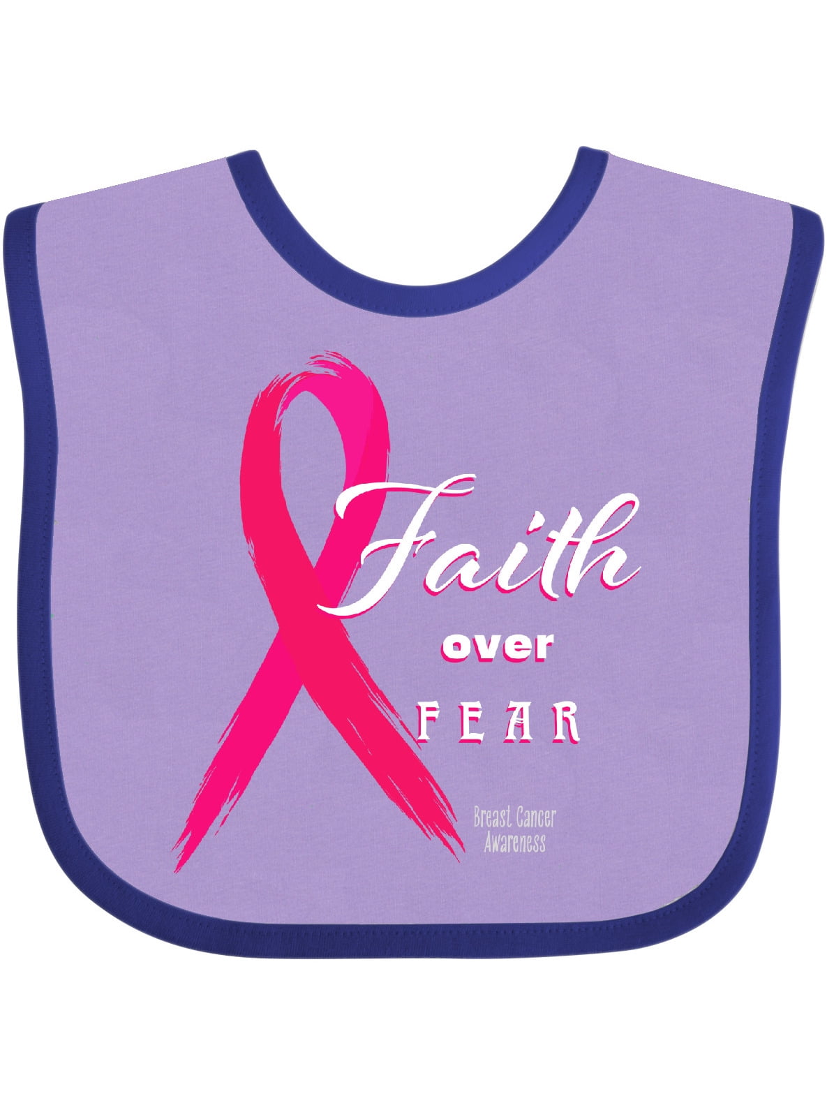 Inktastic Faith Over Fear Breast Cancer Awareness with Pink Ribbon Boys or Girls Baby Bib ...