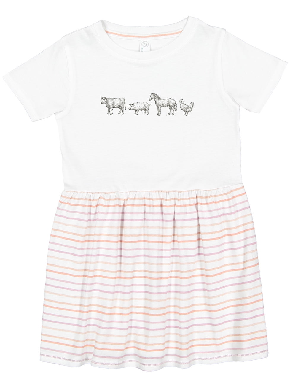 Inktastic Farm Animal Illustration Art Cow Pig Horse Chicken Girls ...