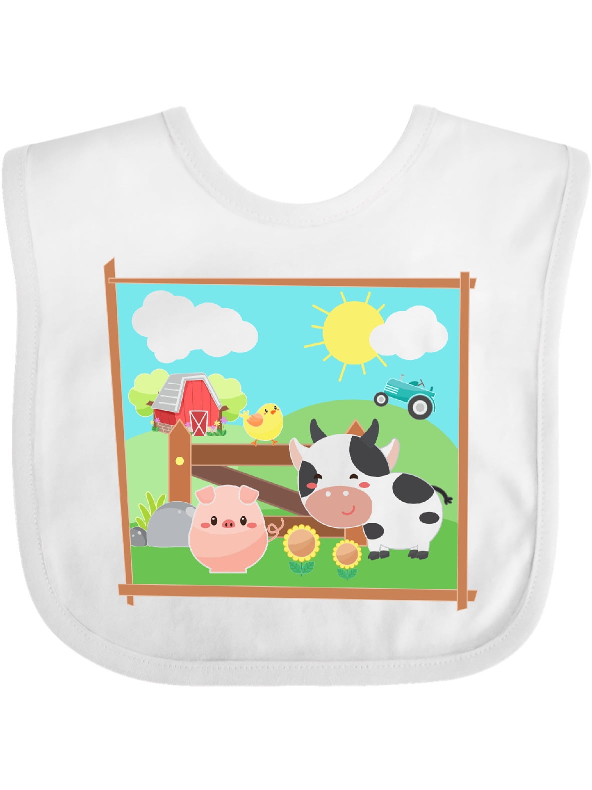Inktastic Farm Animals with Cow, Chick and Pig Boys or Girls Baby Bib ...