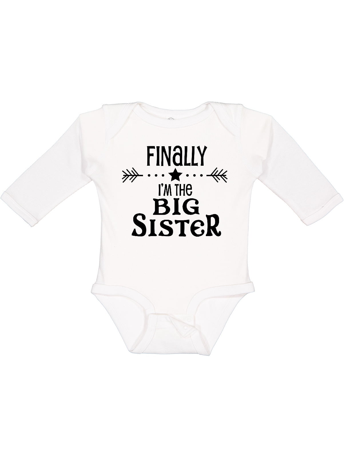 Inktastic Finally I'm the Big Sister Girls Long Sleeve Baby Bodysuit ...