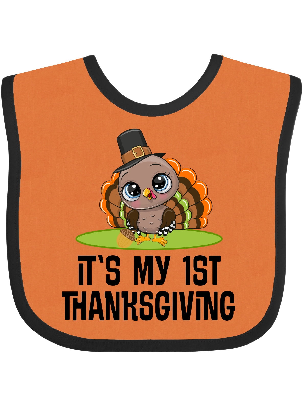 Inktastic First Thanksgiving Pilgrim Turkey Boys or Girls Baby Bib ...
