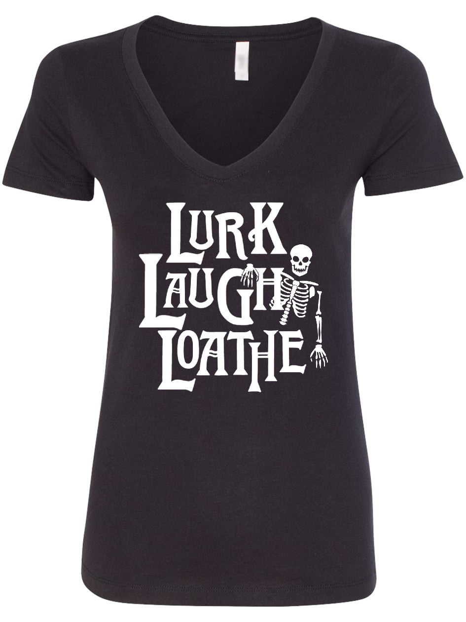 Inktastic Funny Goth Lurk Laugh Loathe with Goofy Skeleton Halloween ...