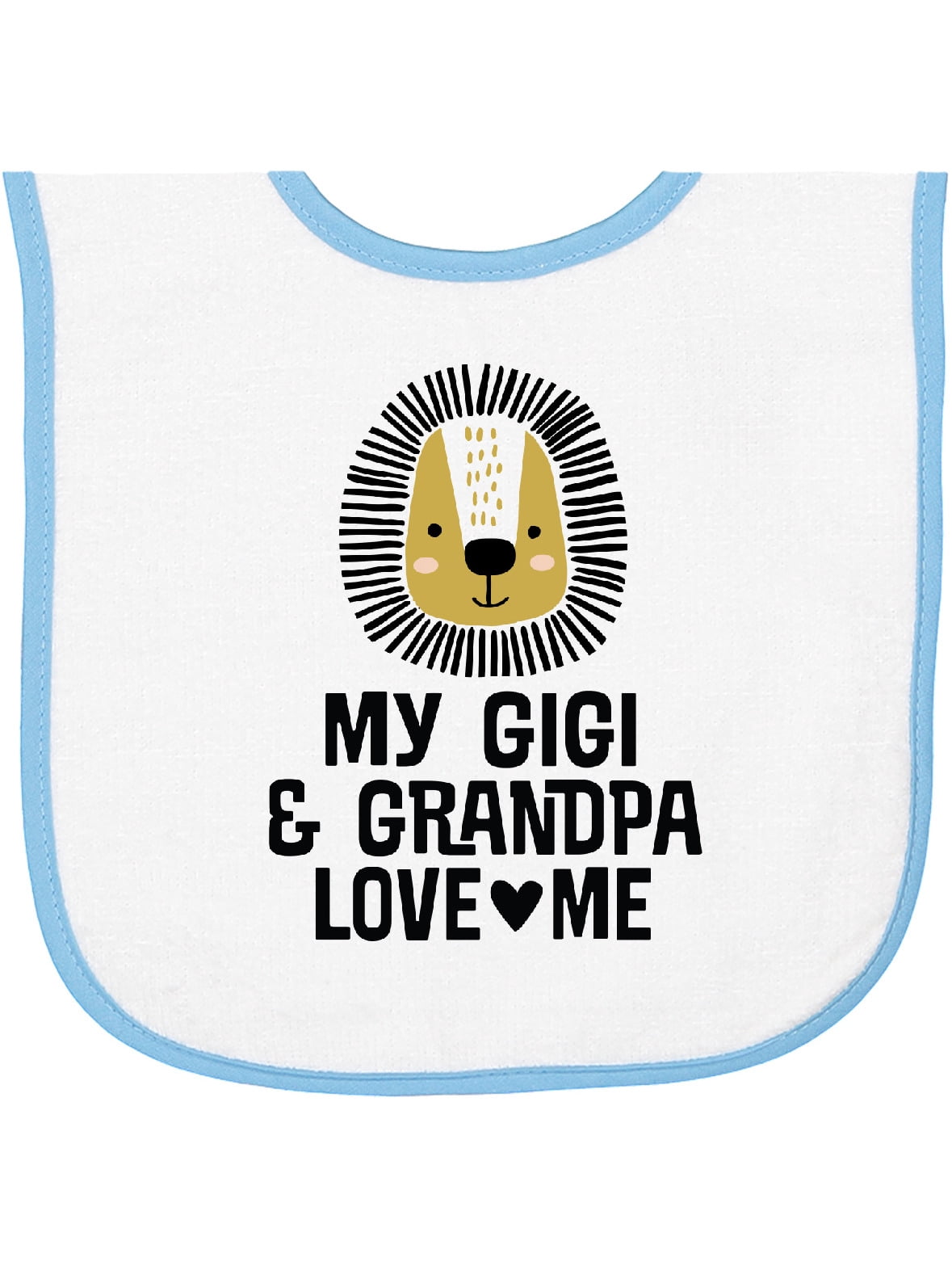 Inktastic Gigi and Grandpa Love Me Grandson Lion Baby Terry Cloth Bib ...