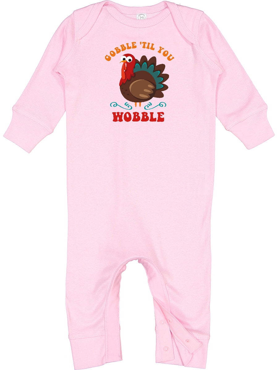 Inktastic Gobble Wobble Turkey Baby Romper Coveralls - Walmart.com