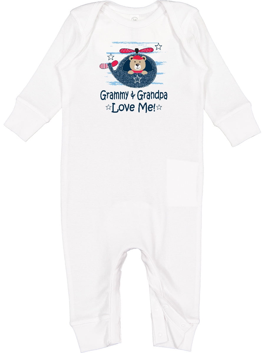 Inktastic Grammy and Grandpa Love Me Grandson Baby Romper Coveralls ...