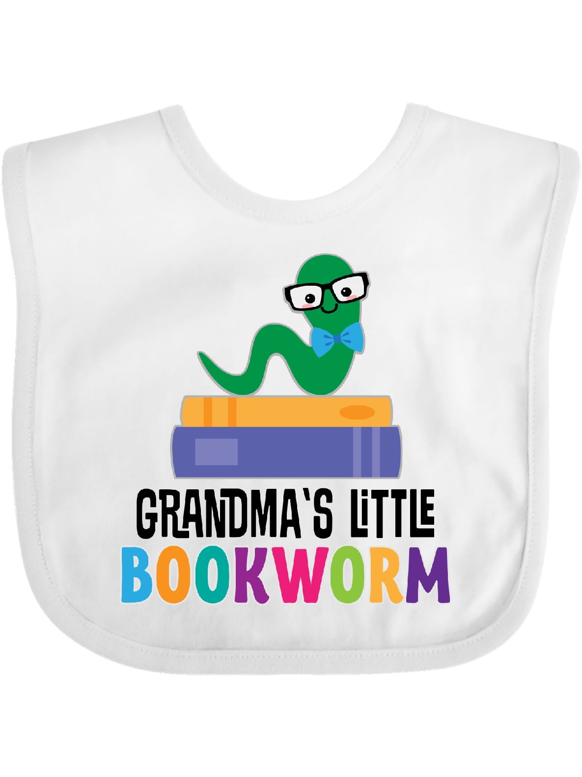 Inktastic Grandma Little Bookworm Kids Reading Boys or Girls Baby Bib ...