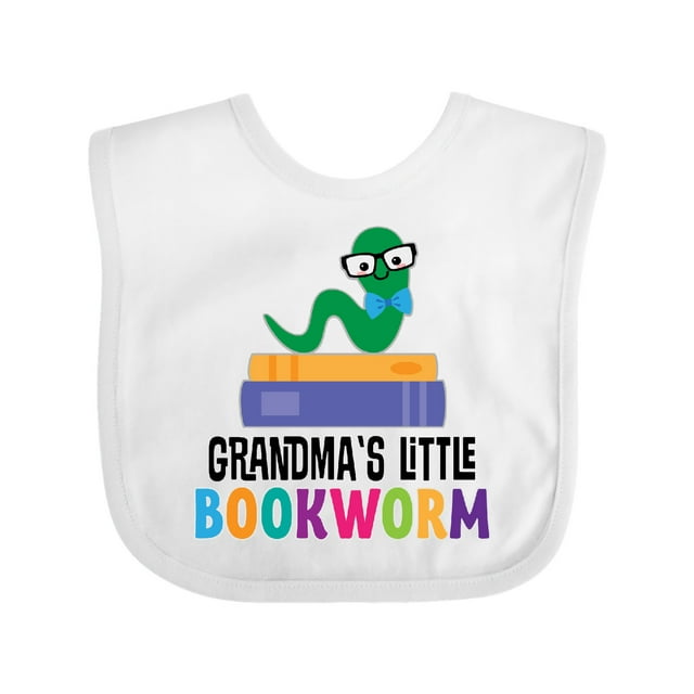 Inktastic Grandma Little Bookworm Kids Reading Boys or Girls Baby Bib ...