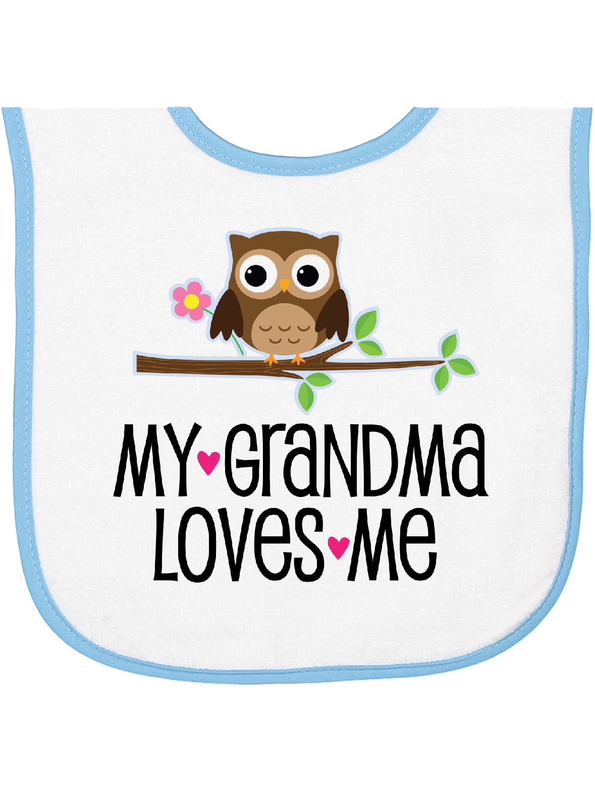 Inktastic Grandma Loves Me Girls Owl Baby Terry Cloth Bib - Walmart.com