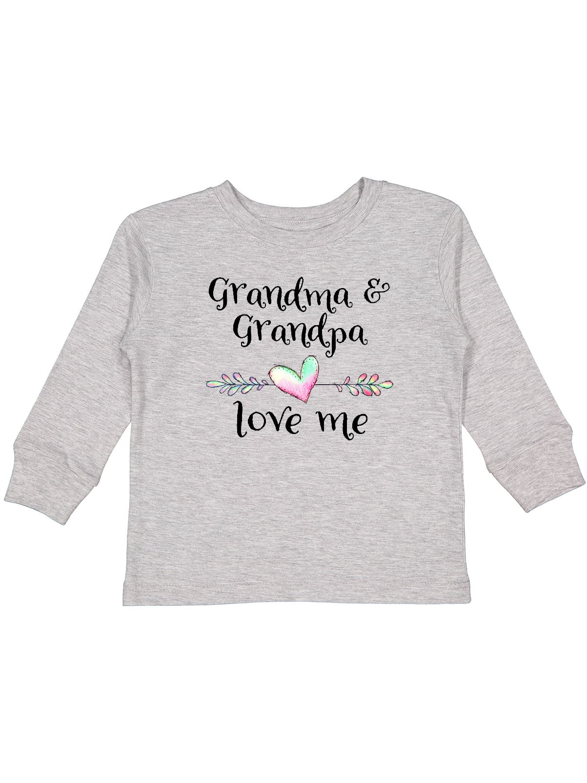 Inktastic Grandma and Grandpa Love Me- Heart Grandchild Boys or Girls Long Sleeve Toddler T ...